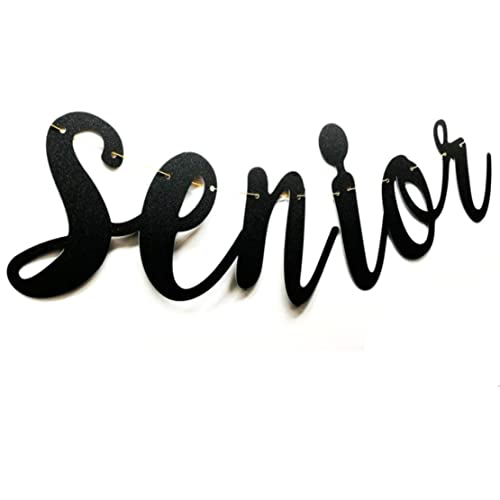 Paity Black Glitter Senior Banner for Congrats Grad Banner - High School College Graduation Party Bunting Decoration Pre-strung (Black)