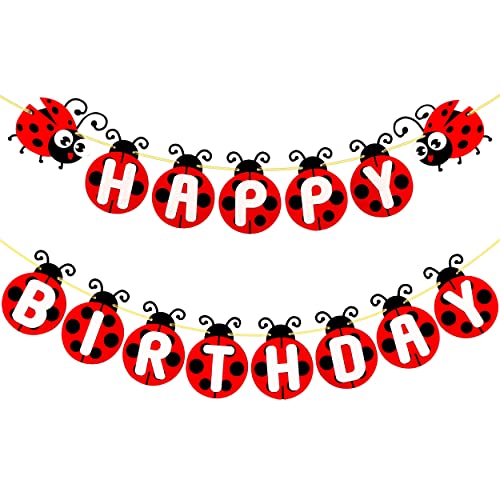 Ladybug Birthday Party Banner Little Ladybug Party Decoration Felt Ladybug Happy Birthday Banner for Ladybug Theme Baby Shower Supplies