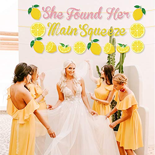 Lemon Bridal Shower Party Decoration Set She Found Her Main Squeeze Banner Cake Topper Rose Gold White Gold Balloons for Lemon Wedding Engagement Bachelorette Bride to Be