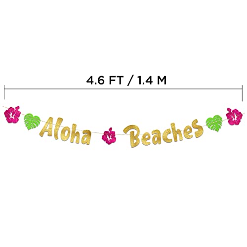 Aloha Beach Luau Themed Glitter Banner - Hawaii - Aloha -Tropical - Tiki - Summer Themed Beach and Pool Party Decoration, Favors & Supplies