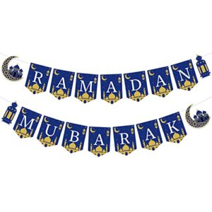 jozon ramadan mubarak banner muslim ramadan mubarak bunting banner garland with lantern moon castle sign eid mubarak festival celebration party decorations for mantle fireplace wall party supplies