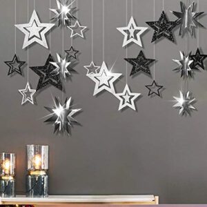 cheerland glitter black charcoal silver star party decorations twinkle little star garland hanging backdrop banner halloween birthday bridal shower graduation ramadan eid wedding bachelorette decor