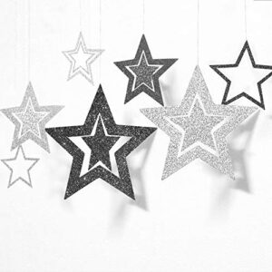 Cheerland Glitter Black Charcoal Silver Star Party Decorations Twinkle Little Star Garland Hanging Backdrop Banner Halloween Birthday Bridal Shower Graduation Ramadan EID Wedding Bachelorette Decor