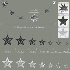 Cheerland Glitter Black Charcoal Silver Star Party Decorations Twinkle Little Star Garland Hanging Backdrop Banner Halloween Birthday Bridal Shower Graduation Ramadan EID Wedding Bachelorette Decor