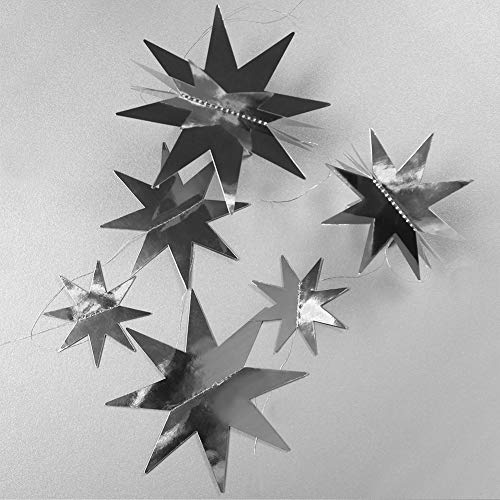 Cheerland Glitter Black Charcoal Silver Star Party Decorations Twinkle Little Star Garland Hanging Backdrop Banner Halloween Birthday Bridal Shower Graduation Ramadan EID Wedding Bachelorette Decor