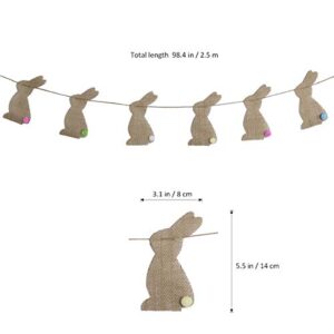 BinaryABC Easter Bunny Rabbit Burlap Banner Bunting Garland, Easter Decorations