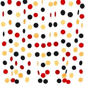 4pcs red & yellow & black graduation circle dots garland- red and yellow graduation party decorations 2023/graduation garland decor/2023 graduation banner/2023 college graduation decorations