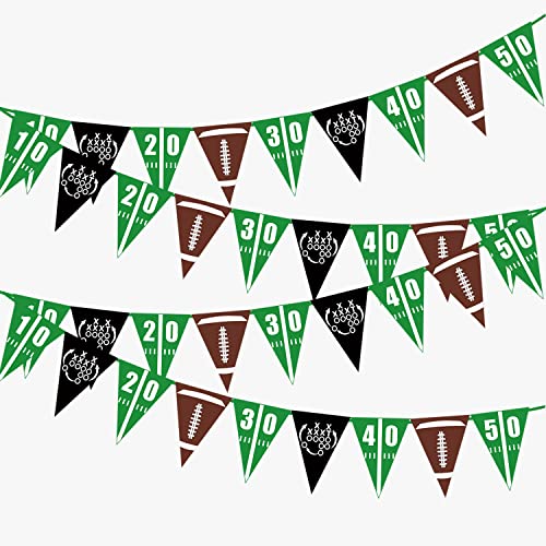 Doumeny 4 Pack Football Pennant Banner American Football Paper String Flag Sports Theme Party Banner Superbowl Paper Triangle Flag Game Day Paper Banner for Birthday Baby Shower Sport Club Party Decor