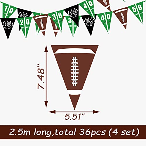 Doumeny 4 Pack Football Pennant Banner American Football Paper String Flag Sports Theme Party Banner Superbowl Paper Triangle Flag Game Day Paper Banner for Birthday Baby Shower Sport Club Party Decor