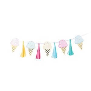 creative converting – 346416 creative converting ice cream party tassel banner, 1 ct, multi-color, banner measures 8″ x 56″