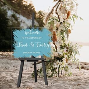 Wedding Welcome Sign Baby Blue Customizable Acrylic Wedding Sign Modern Clear Acrylic Wedding Party Party Sign for Bridal Shower Engagement Bridal Shower Wedding Party Supplies Decorations 18x24 Inch