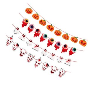 aboofan 4sets zombie house prop mantel indoor theme scary doorways halloween ghost shape bunting haunted banner pumpkin banner, skull props outdoor wall flag decoration houses of banners eyeball