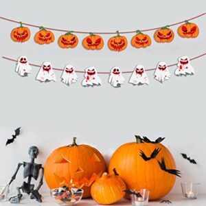 ABOOFAN 4Sets Zombie House Prop Mantel Indoor Theme Scary Doorways Halloween Ghost Shape Bunting Haunted Banner Pumpkin Banner, Skull Props Outdoor Wall Flag Decoration Houses of Banners Eyeball