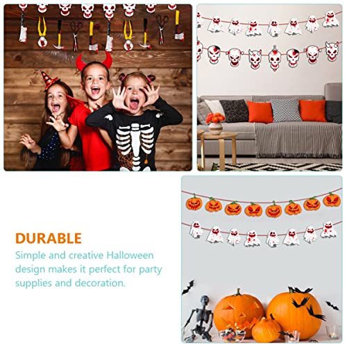 ABOOFAN 4Sets Zombie House Prop Mantel Indoor Theme Scary Doorways Halloween Ghost Shape Bunting Haunted Banner Pumpkin Banner, Skull Props Outdoor Wall Flag Decoration Houses of Banners Eyeball