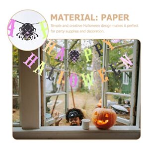 ABOOFAN 2 Sets Happy Halloween Banner Paper Hanging Paper Pumpkin Bat Spider Bunting Garland for Halloween Party Decorations