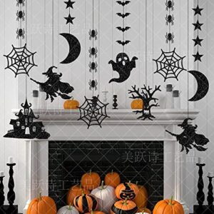 Halloween Decoration Banner Pendant Spider Witch Ghost Bat Pendant Ghost Festival Atmosphere Layout Props Happy Helloween Party