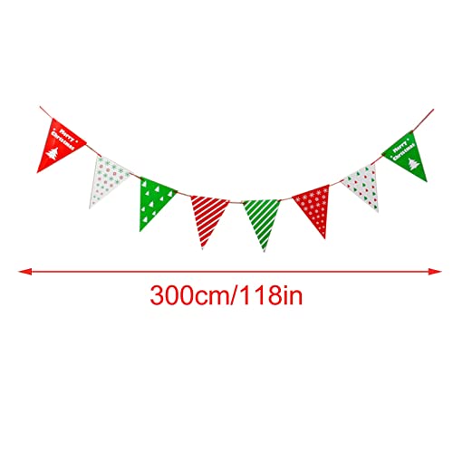 Christmas Wall Decor Banner Hanging Bunting Garland Banner Decoration Supplies Handheld Flag Poles Tall (E, One Size)