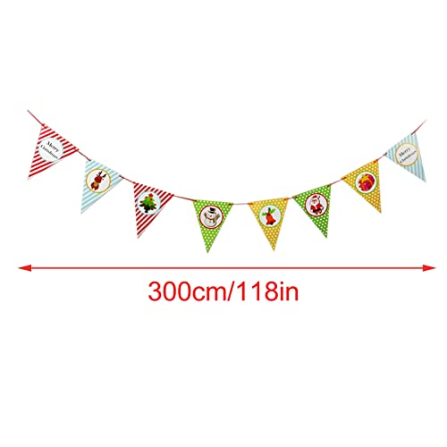 Christmas Wall Decor Banner Hanging Bunting Garland Banner Decoration Supplies Handheld Flag Poles Tall (E, One Size)