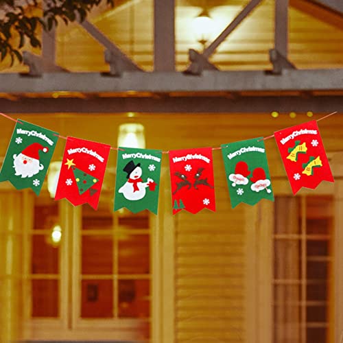 Christmas Wall Decor Banner Hanging Bunting Garland Banner Decoration Supplies Handheld Flag Poles Tall (E, One Size)