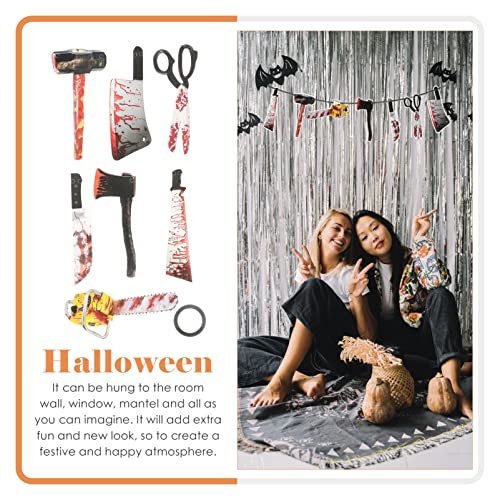 2Sets Scary Vampire Pendant Props Zombie Supplies Banner Decorations Halloween Garlands Horror Paper Festival Themed Creepy for Funny Adornment Birthday Knives Tool Garland Tools