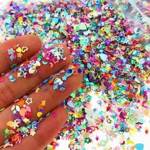 wankko multicolor manicure glitter confetti 7.2oz/200g, mixed shapes size 2-4mm for party decoration, diy crafts, premium nail art etc