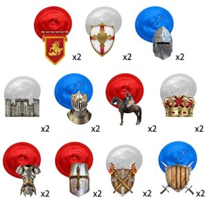 22 Pcs Medieval Knight Birthday Decorations Medieval Hanging Swirls Knight Crown Stone Wall Medieval Party Decorations Spiral Renaissance Decor Castle Decorations for Medieval Themed Party Supplies