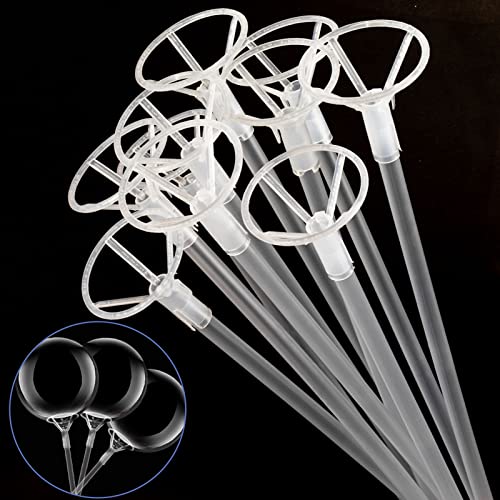 50 Pieces Balloon Sticks With Cups for Bobo Balloons 16" Balloon Holders for Big Latex Stuffing Clear Balloons and Foil Balloons Decorations