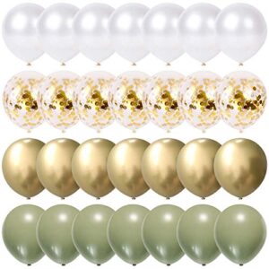 matte sage green balloons eucalyptus pearl white gold balloons wedding gender neutral baby shower olive green birthday party balloon supplies 50 count ( 12 inch )