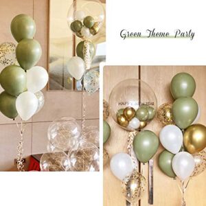 Matte Sage Green Balloons Eucalyptus Pearl White Gold Balloons Wedding Gender Neutral Baby Shower Olive Green Birthday Party Balloon Supplies 50 Count ( 12 inch )