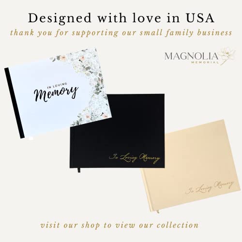 Magnolia Memorial Funeral Guest Book - Elegant in Loving Memory Memorial Service Guest Book for Funeral with Matching Share A Memory Table Stand - 200 Guests Entries with Name & Address, Hardcover