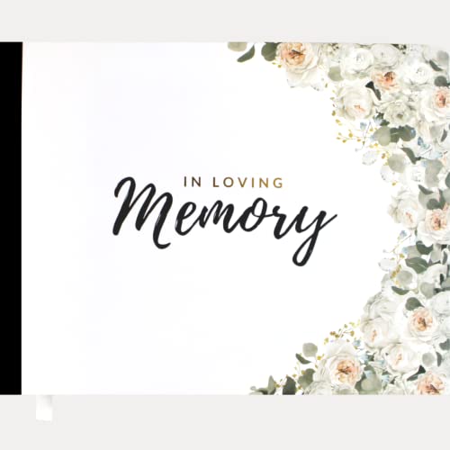 Magnolia Memorial Funeral Guest Book - Elegant in Loving Memory Memorial Service Guest Book for Funeral with Matching Share A Memory Table Stand - 200 Guests Entries with Name & Address, Hardcover