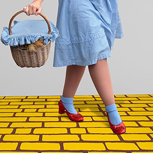 2 Sheets 4.5 X 9 Feet Yellow Brick Road Floor Runner Brick Wall Backdrop, Princess Decorations, Yellow Brick Road for Halloween Cosplay Party