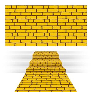 2 sheets 4.5 x 9 feet yellow brick road floor runner brick wall backdrop, princess decorations, yellow brick road for halloween cosplay party