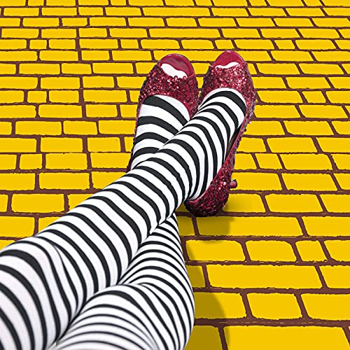 2 Sheets 4.5 X 9 Feet Yellow Brick Road Floor Runner Brick Wall Backdrop, Princess Decorations, Yellow Brick Road for Halloween Cosplay Party