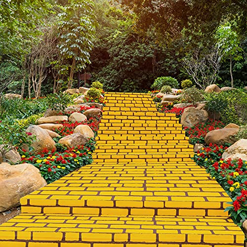 2 Sheets 4.5 X 9 Feet Yellow Brick Road Floor Runner Brick Wall Backdrop, Princess Decorations, Yellow Brick Road for Halloween Cosplay Party