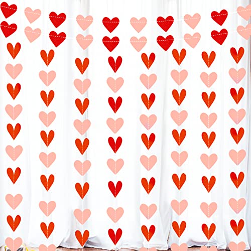 Valentines Day Decor 10Pack Heart Garland Banners Valentines Party Decorations Supplies Wedding Banner Engagement Banner Photo Props Valentines Decoration Heart Banners Home Party Decors 100 Hearts