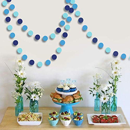 Decor365 Blue Circle Dot Garland Bubble Streamer Summer Under the Sea Party Decoration Pool Beach Ocean Bubble Hanging Bunting Banner Backdrop Mermaid Birthday/Wedding/Baby Shower/Kids Room PartyDecor