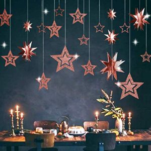 decor365 glitter rose gold star garland twinkle little star party decoration hanging decor backdrop banner streamer for birthday/bday/baby shower/bachelorette/wedding/christmas/engagement/graduation