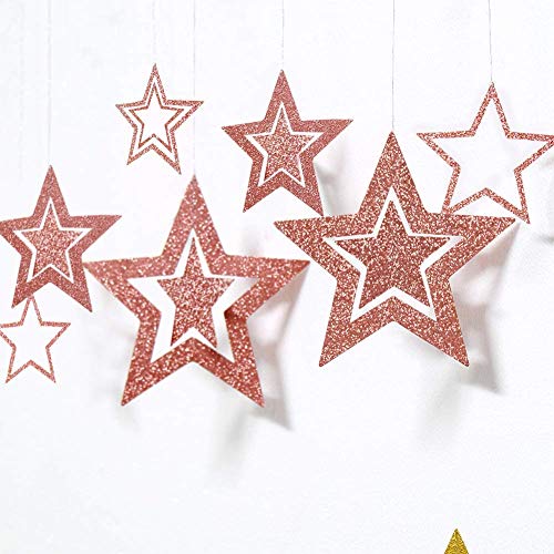 Decor365 Glitter Rose Gold Star Garland Twinkle Little Star Party Decoration Hanging Decor backdrop Banner Streamer for Birthday/Bday/Baby Shower/Bachelorette/Wedding/Christmas/Engagement/Graduation