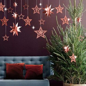 Decor365 Glitter Rose Gold Star Garland Twinkle Little Star Party Decoration Hanging Decor backdrop Banner Streamer for Birthday/Bday/Baby Shower/Bachelorette/Wedding/Christmas/Engagement/Graduation