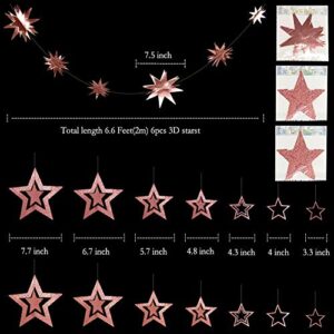 Decor365 Glitter Rose Gold Star Garland Twinkle Little Star Party Decoration Hanging Decor backdrop Banner Streamer for Birthday/Bday/Baby Shower/Bachelorette/Wedding/Christmas/Engagement/Graduation