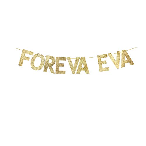 Foreva Eva Gold Glitter Paper Banner, Wedding/Engagement/Valentine's Day Party Decor, Forever and Ever Banner