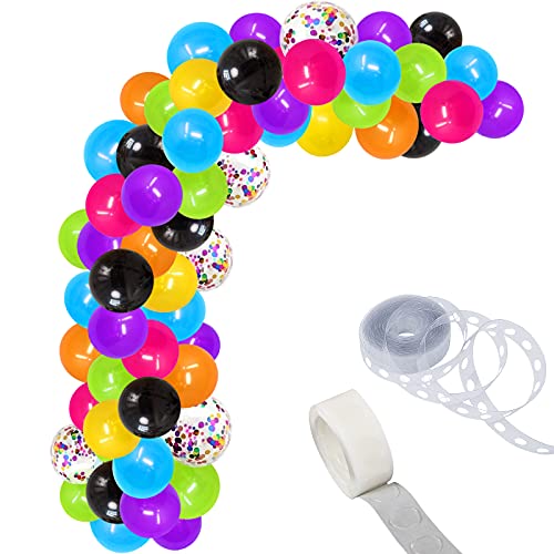 90s 80s 70s 60s 50s Themed Party Decorations Balloons Garland, 115Pcs 90's 80's 70's 60's 50's Rainbow Balloon Garland Arch Party Supplies, Back to The 90s Latex Color Confetti Balloons Hip Hop Party Decor