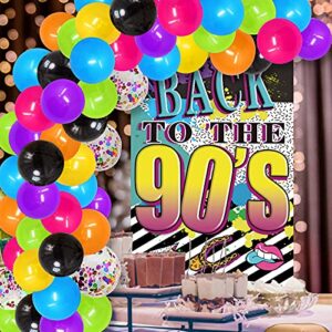 90s 80s 70s 60s 50s Themed Party Decorations Balloons Garland, 115Pcs 90's 80's 70's 60's 50's Rainbow Balloon Garland Arch Party Supplies, Back to The 90s Latex Color Confetti Balloons Hip Hop Party Decor