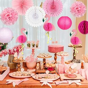 Tropical Party Decorations Pink Flamingo Party Supplies Pom Poms Paper Flowers Tissue Paper Fan Paper Lanterns for Hawaiian Summer Beach Luau Party