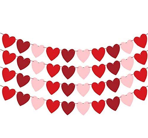 Valentine's Day Decorations for Home Decor,Valentines Day Garland Valentines Banner Felt Heart Decor for Wedding Anniversary Birthday Party Home Supplies