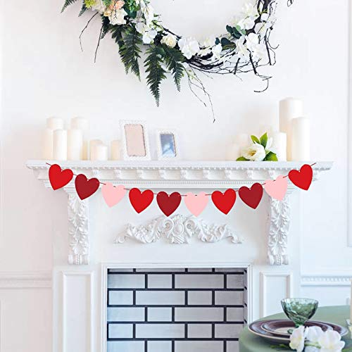 Valentine's Day Decorations for Home Decor,Valentines Day Garland Valentines Banner Felt Heart Decor for Wedding Anniversary Birthday Party Home Supplies