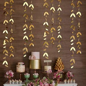 52 Ft Gold Spring Party Decorations Leaf Garland Hanging Paper Gold Leaves Streamer Banner for Golden Wedding Engagement Bridal Shower Birthday Baby Shower Summer Nature Tea Party Decorations Supplies