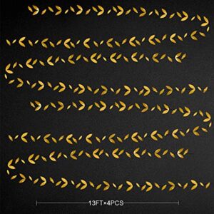 52 Ft Gold Spring Party Decorations Leaf Garland Hanging Paper Gold Leaves Streamer Banner for Golden Wedding Engagement Bridal Shower Birthday Baby Shower Summer Nature Tea Party Decorations Supplies