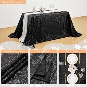 QueenDream Sequin Tablecloth 60x102 Inch Black Tablelcoth Wedding Glitter Tablecloth for Birthday Party Graduation Decor